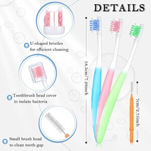 6 Pieces Brace Toothbrush V Shaped Orthodontic Toothbrush with Brush Head 40 Pieces Interdental Brush Soft Bristle Braces Brushes for Cleaning Portable Toothbrushes for Braces (Orange,Medium)