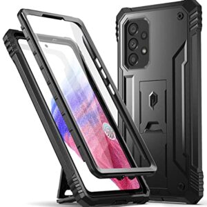 Poetic Revolution Case for Samsung Galaxy A53 5G (2022), Built-in Screen Protector Work with Fingerprint ID, Full Body Rugged Shockproof Protective Cover Case with Kickstand, Black