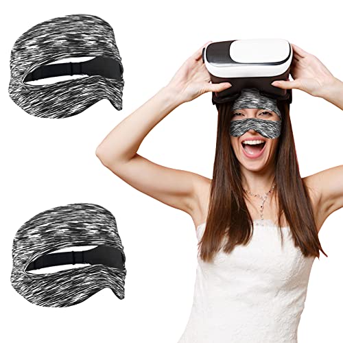 Jo. Devivre VR Mask Sweat Band VR Sweat Mask Face Cover for Oculus Quest 2 ,Virtual Reality Workouts, Supernatural Size Adjustable with Strap Closure (Grey, 2 Pack)