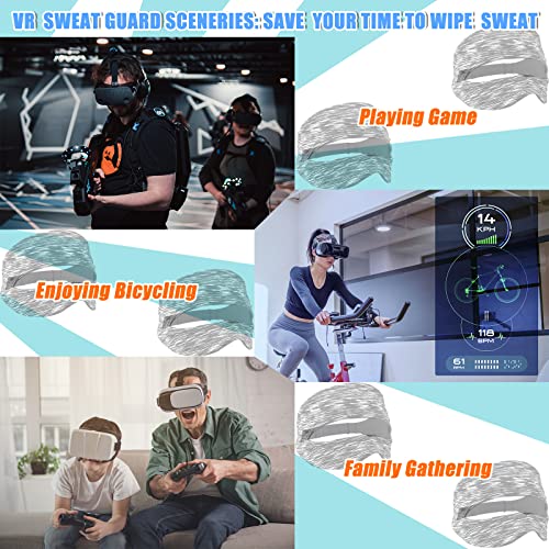 Jo. Devivre VR Mask Sweat Band VR Sweat Mask Face Cover for Oculus Quest 2 ,Virtual Reality Workouts, Supernatural Size Adjustable with Strap Closure (Grey, 2 Pack)