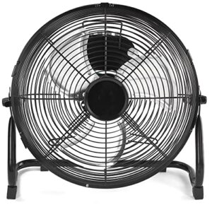 breeze living 12 inch 3-speed high velocity heavy duty metal industrial floor fans oscillating quiet for home, commercial, residential, and greenhouse use, outdoor/indoor