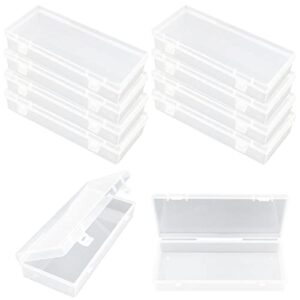 ljy 10 pieces rectangular empty mini clear plastic organizer storage box containers with hinged lids (6.1 x 2.6 x 1.2 inch, transparent)