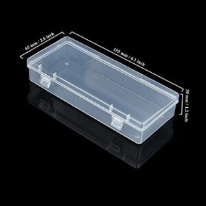 LJY 10 Pieces Rectangular Empty Mini Clear Plastic Organizer Storage Box Containers with Hinged Lids (6.1 x 2.6 x 1.2 inch, Transparent)