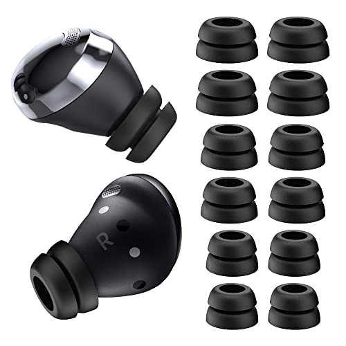 (6 Pair) Seltureone Compatible for Samsung Galaxy Buds Pro Ear Tips, Double Flange Silicone Eartips Earbuds Earplug Replacement Accessories for Galaxy Bus Pro 2021, S/M/L Size, Black