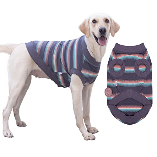 100% Cotton Striped Dog Shirt for Large Dogs, Stretchy Breathable Sleeveless Clothes Surbogart by Xobberny Soft Lightweight Cool Pet T, Golden, XXX-Large