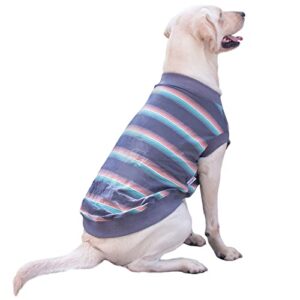 100% Cotton Striped Dog Shirt for Large Dogs, Stretchy Breathable Sleeveless Clothes Surbogart by Xobberny Soft Lightweight Cool Pet T, Golden, XXX-Large