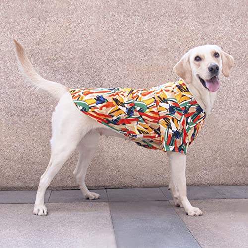 Dog Hawaiian Shirt for Large Breed, Breathable Cool Clothes Dogs, Surbogart by Xobberny Hawaii Beach Seaside Summer Lightweight Floral T, Golden, 7X-Large