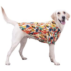 Dog Hawaiian Shirt for Large Breed, Breathable Cool Clothes Dogs, Surbogart by Xobberny Hawaii Beach Seaside Summer Lightweight Floral T, Golden, 7X-Large