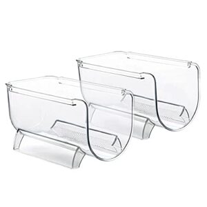 heshebuy 2 pack bottle rack, fridge organizer bottle rack, stackable wine rack plastic bottle holder