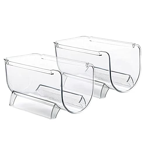 Heshebuy 2 Pack Bottle Rack, Fridge Organizer Bottle Rack, Stackable Wine Rack Plastic Bottle Holder