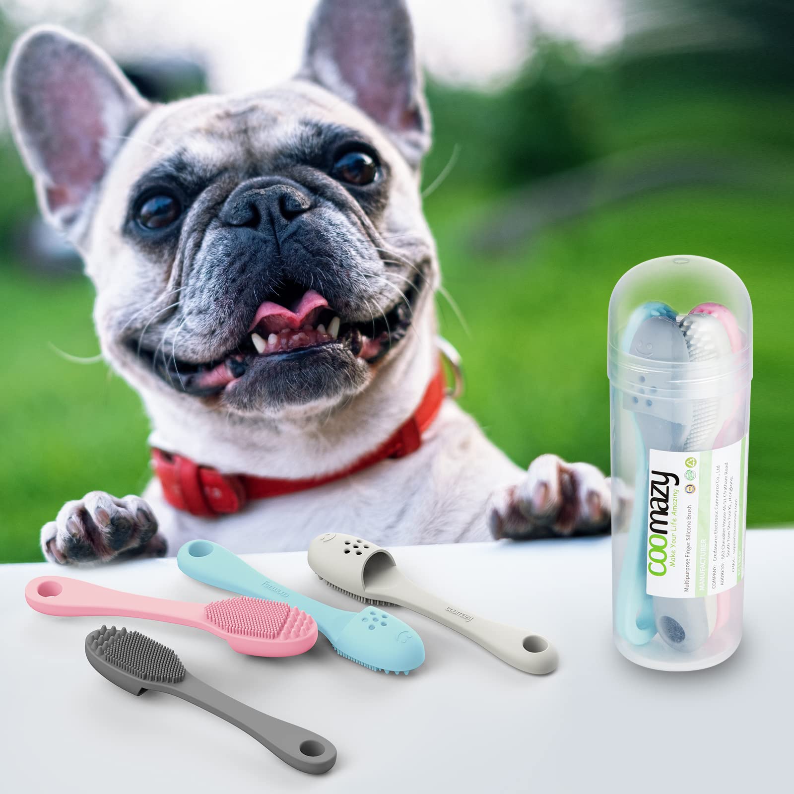 Coomazy Dog Finger Toothbrush, Dog Tooth Brushing Kit with Food Grade Silicone, Easily Clean Teeth Dirt, Suitable for Medium and Large Dogs, 4-Packs