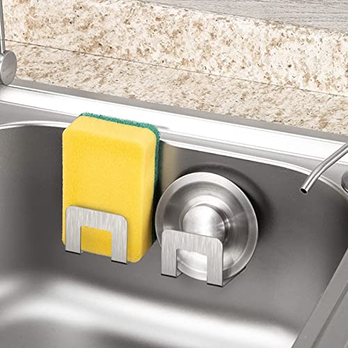 Linkidea 4 Pack Sponge Holder for Kitchen Sink, Stainless Steel Small Sponge Sink Caddy Holder, Adhesive Sponge Dispenser Quick Drying Organizer