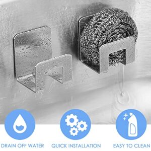 Linkidea 4 Pack Sponge Holder for Kitchen Sink, Stainless Steel Small Sponge Sink Caddy Holder, Adhesive Sponge Dispenser Quick Drying Organizer