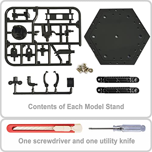 TWKUPWO Hobby Model Action Base Display Stand, Gundam Model Stand Action Figure Stand Compatible with MG RG HG Universal Models Stand (3sets Black)