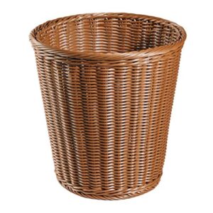 ushobe round wicker rattan waste basket, false rattan woven trash bin, woven no lid wastebasket, rattan woven storage baskets for bedroom office 29 * 29cm (imitated rattan style)