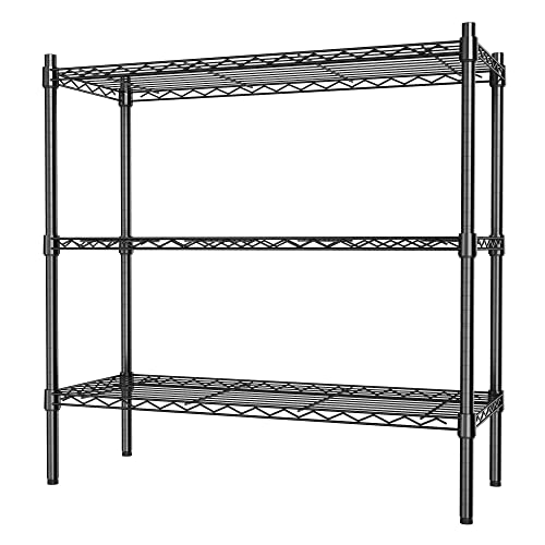 SZQINJI Bundle of 3-Shelf Storage Wire Shelves and 4-Shelf Storage Wire Shelves Black