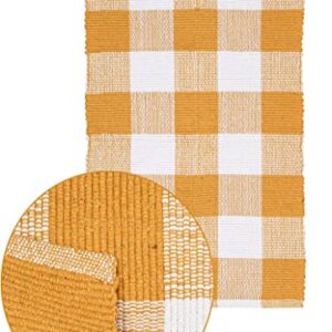 Buffalo Plaid Rugs for Living Room 24x36 inch-Mustard White, Kitchen Rugs,Entry Way Rugs, Door Rugs, Area Rugs,Farmhouse Bath Room Rugs,Buffalo Check Rugs,Woven Rag,2x3 Rugs,Revirsible Rugs Cotton