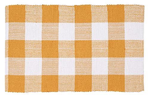 Buffalo Plaid Rugs for Living Room 24x36 inch-Mustard White, Kitchen Rugs,Entry Way Rugs, Door Rugs, Area Rugs,Farmhouse Bath Room Rugs,Buffalo Check Rugs,Woven Rag,2x3 Rugs,Revirsible Rugs Cotton