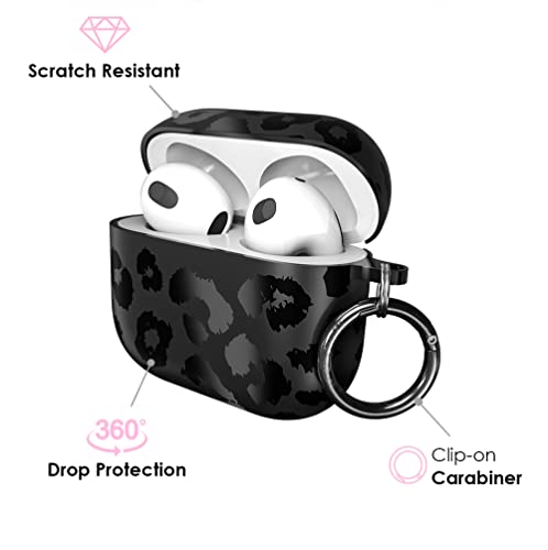 Velvet Caviar AirPods 3rd Generation Case Cute Protective Cover - Compatible with Apple AirPods 3 Case for Women with Keychain - 2021 Gen 3 (Black Leopard)