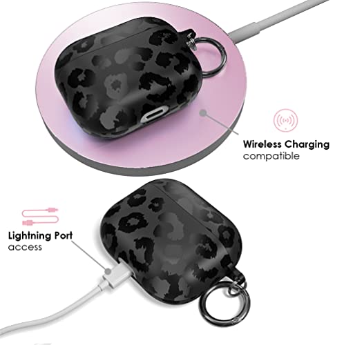 Velvet Caviar AirPods 3rd Generation Case Cute Protective Cover - Compatible with Apple AirPods 3 Case for Women with Keychain - 2021 Gen 3 (Black Leopard)