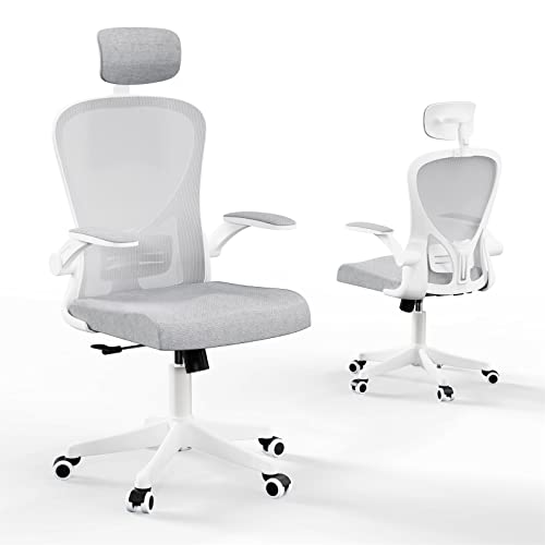 H HOH-Tech Ergonomic Office Chair, Home Office Desk Chairs with Adjustable Headrest and Armrests, High Back Computer Chair for Home Office, 330 lb Load Capacity (White)