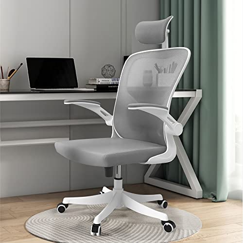 H HOH-Tech Ergonomic Office Chair, Home Office Desk Chairs with Adjustable Headrest and Armrests, High Back Computer Chair for Home Office, 330 lb Load Capacity (White)