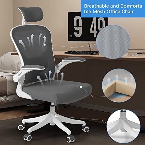 H HOH-Tech Ergonomic Office Chair, Home Office Desk Chairs with Adjustable Headrest and Armrests, High Back Computer Chair for Home Office, 330 lb Load Capacity (White)