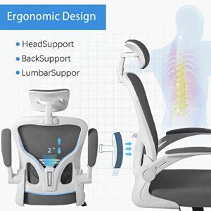 H HOH-Tech Ergonomic Office Chair, Home Office Desk Chairs with Adjustable Headrest and Armrests, High Back Computer Chair for Home Office, 330 lb Load Capacity (White)