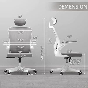 H HOH-Tech Ergonomic Office Chair, Home Office Desk Chairs with Adjustable Headrest and Armrests, High Back Computer Chair for Home Office, 330 lb Load Capacity (White)