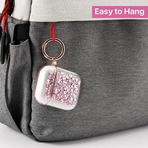 LAX Gadgets Air Pod Case for Protection - Compatible with 1st & 2nd Generation Apple AirPods- Lightweight Case with Key Ring - Easy to Use - Glitter Pink