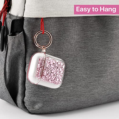 LAX Gadgets Air Pod Case for Protection - Compatible with 1st & 2nd Generation Apple AirPods- Lightweight Case with Key Ring - Easy to Use - Glitter Pink