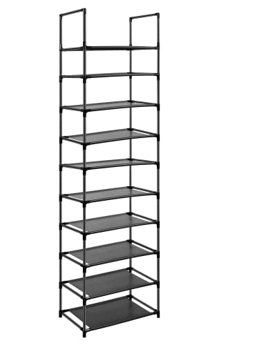 Easyhouse 10 Tier Metal Shoe Rack for Entryway, Closet,Bedroom, Narrow Tall Shelf Organizer for Space Saving Storage