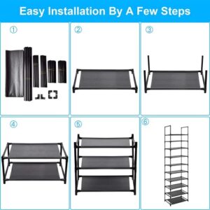 Easyhouse 10 Tier Metal Shoe Rack for Entryway, Closet,Bedroom, Narrow Tall Shelf Organizer for Space Saving Storage