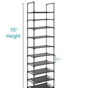 Easyhouse 10 Tier Metal Shoe Rack for Entryway, Closet,Bedroom, Narrow Tall Shelf Organizer for Space Saving Storage