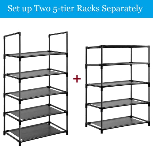 Easyhouse 10 Tier Metal Shoe Rack for Entryway, Closet,Bedroom, Narrow Tall Shelf Organizer for Space Saving Storage