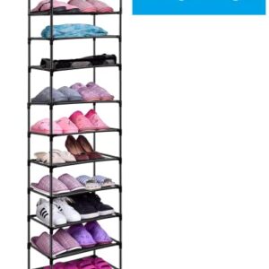 Easyhouse 10 Tier Metal Shoe Rack for Entryway, Closet,Bedroom, Narrow Tall Shelf Organizer for Space Saving Storage