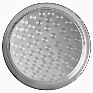 18" Stainless Steel Round Tray with Swirl Pattern, Serving / Display Tray with Narrow Rim by Tezzorio