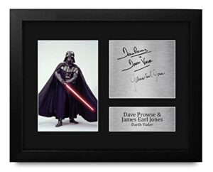 hwc trading dave prowse & james earl jones usl framed signed printed autograph star wars darth vader print photo picture display - us letter size