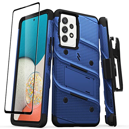 ZIZO Bolt Bundle for Galaxy A53 5G Case with Screen Protector Kickstand Holster Lanyard - Blue