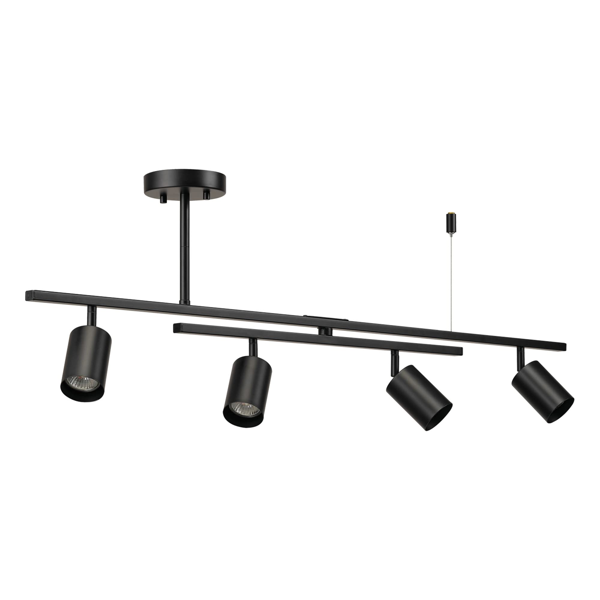 Globe Electric 57500 4-Light Track Lighting, Matte Black, Center Swivel Bar, Pivoting Track Heads, 4 Bulb Kitchen Light, Ceiling Light Fixture, Track Lighting Kit, Swivel Fixture, Industrial