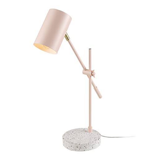 Globe Electric 30292 18" Desk/Table Lamp, Matte Pink, Matte Brass Accent, Terrazzo Base, Adjustable Height, Balance Arm, in-Line Rocker On/Off Switch, Adjustable Lamp, Home Office Accessories