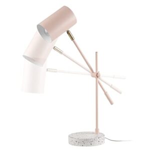 Globe Electric 30292 18" Desk/Table Lamp, Matte Pink, Matte Brass Accent, Terrazzo Base, Adjustable Height, Balance Arm, in-Line Rocker On/Off Switch, Adjustable Lamp, Home Office Accessories