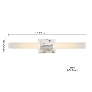 Globe Electric 51847 Edinburgh 2-Light LED Integrated Dimmable Wall Sconce Vanity Light, White Faux Marble, Frosted Acrylic Shades, 19W, 1200 Lumens