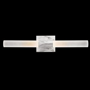 Globe Electric 51847 Edinburgh 2-Light LED Integrated Dimmable Wall Sconce Vanity Light, White Faux Marble, Frosted Acrylic Shades, 19W, 1200 Lumens