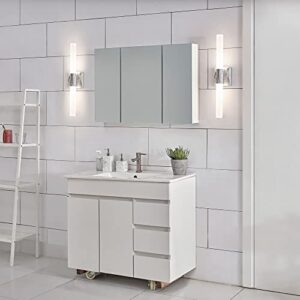 Globe Electric 51847 Edinburgh 2-Light LED Integrated Dimmable Wall Sconce Vanity Light, White Faux Marble, Frosted Acrylic Shades, 19W, 1200 Lumens