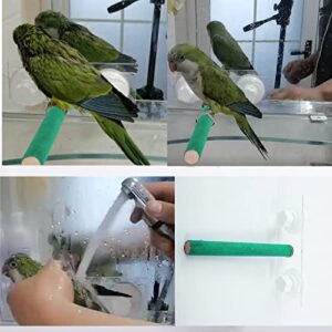 Bird Shower Perch Stand Parrot Frosted Surface Bath Perch with Suction Cup for Home Outdoor Window Glass Birdcage Parakeet Cockatiel