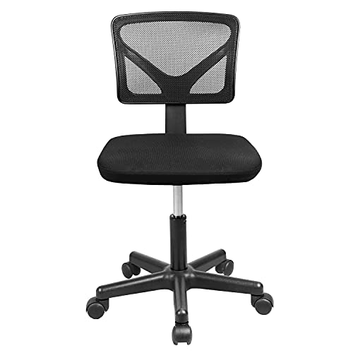 Yangming Desk Chair, Armless Office Mesh Computer Desk Chair Swivel Small Desk Chair Adjustable Black Task Chair No Armrest Mid Back Home Office Chair Perfect for Small Spaces