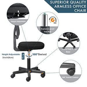 Yangming Desk Chair, Armless Office Mesh Computer Desk Chair Swivel Small Desk Chair Adjustable Black Task Chair No Armrest Mid Back Home Office Chair Perfect for Small Spaces