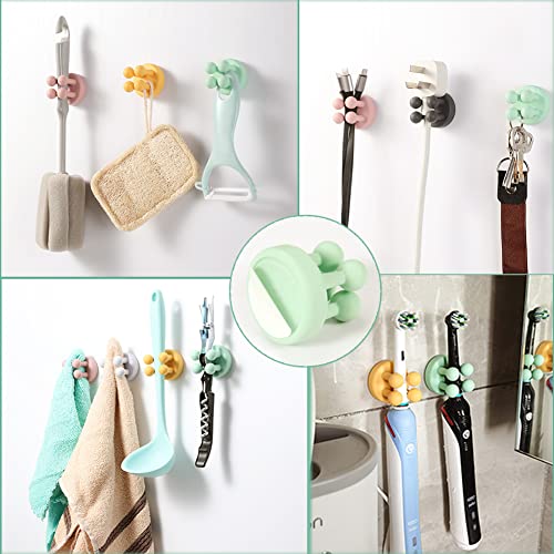 BATULNY 6 Pcs Silicone Hook Plug Cable Utility Hook Waterproof and Oilproof Hooks Self Adhesive Holder for Hanging Yellow Blue Green White