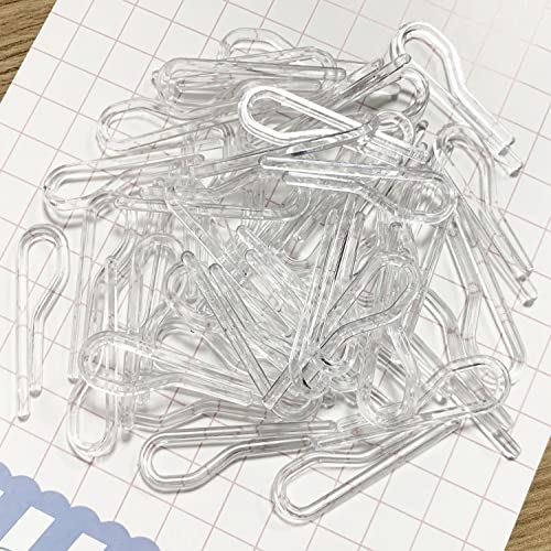 MEETOOT 300pcs Transparent Plastic Alligator Clip 35.5mm Shirt Fixing Packing Clip U Shape Plastic Clothespins for Ties Socks Pants Shirts